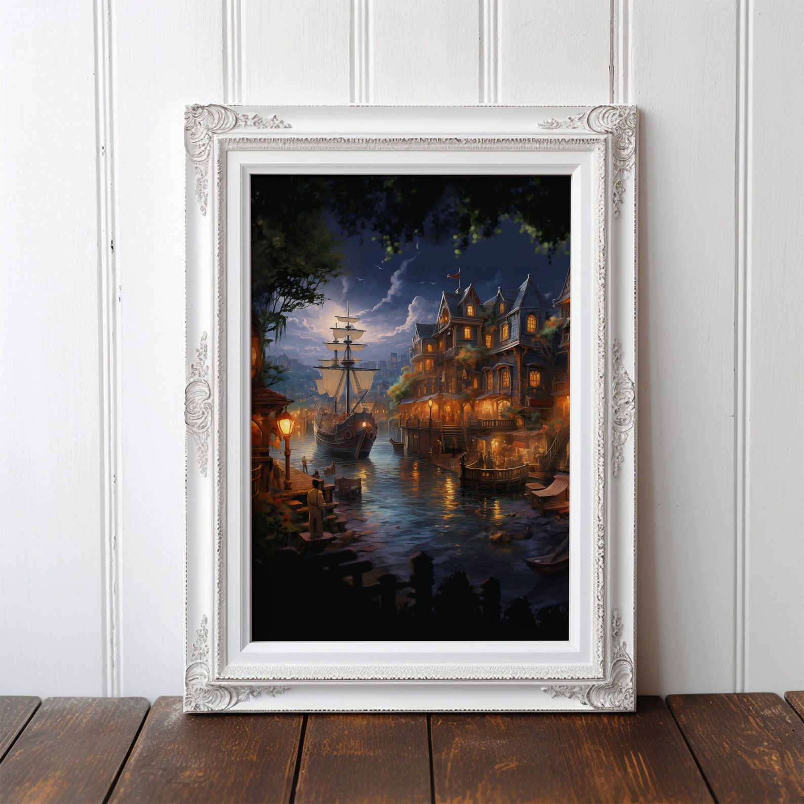 Pirates Boat Scene Poster | Ahoy Captain Wall Art | Magical Sparrow ...