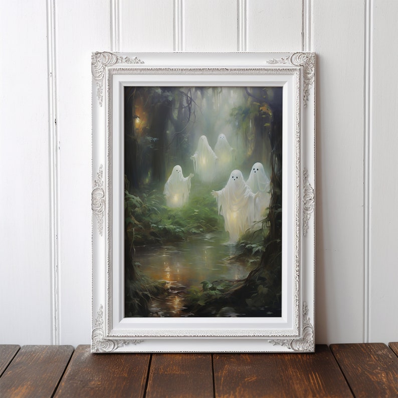 Ghosts in Whimsical Forest | Cottage Core Print | Vintage HALLOWEEN ...