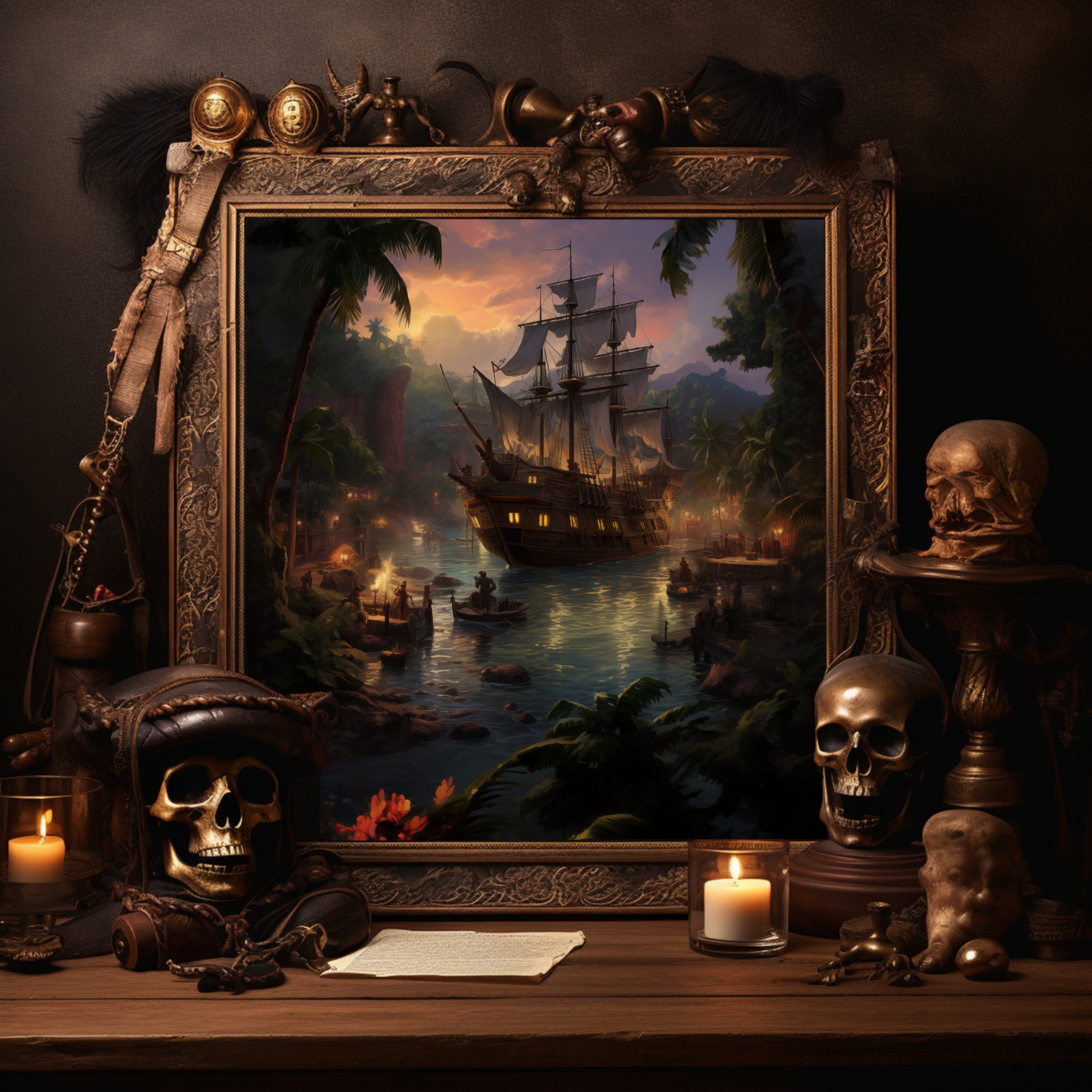 Pirates Night Poster | Halloween Decor | Magical Sparrow Pirateship ...
