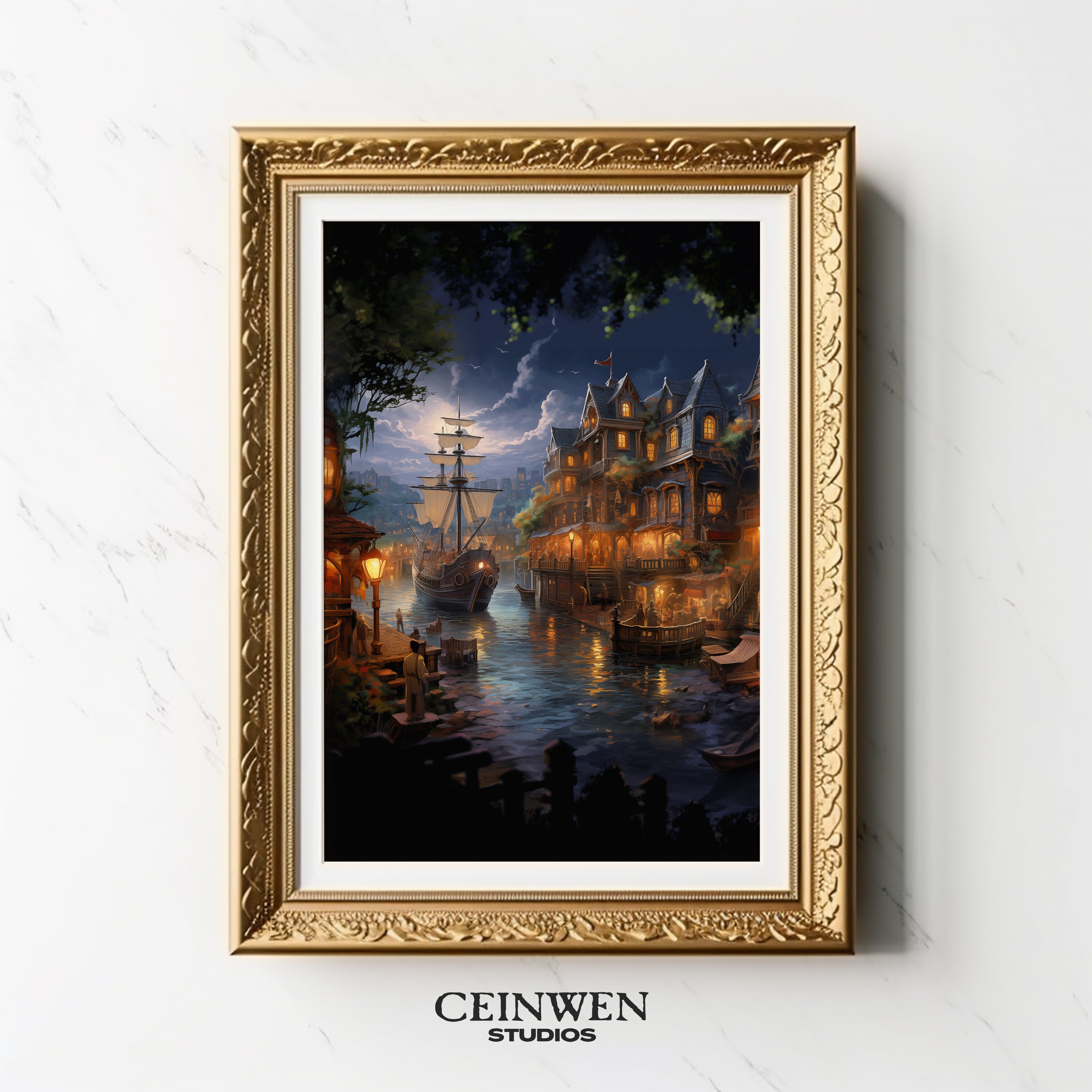 Pirates Boat Scene Poster | Ahoy Captain Wall Art | Magical Sparrow ...