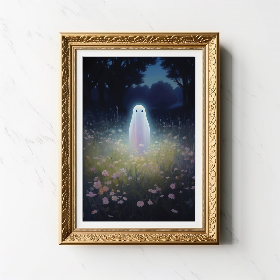Ghost in Flower Field Print | Whimsical Spooky Garden | HALLOWEEN ...