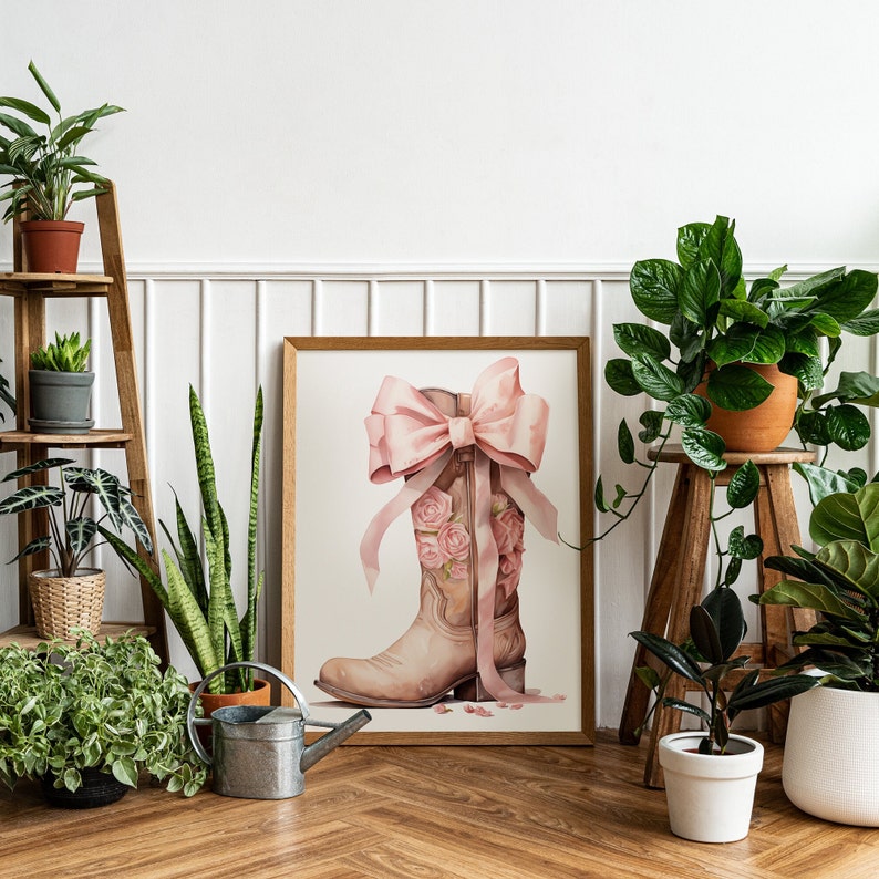 Coquette Cowgirl Boot Print Pink Bow Dollette Soft Girl Ballet Core ...