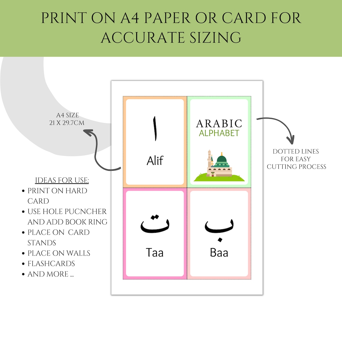 Arabic Alphabet Flashcards Kids Learning Cards Arabic - Etsy