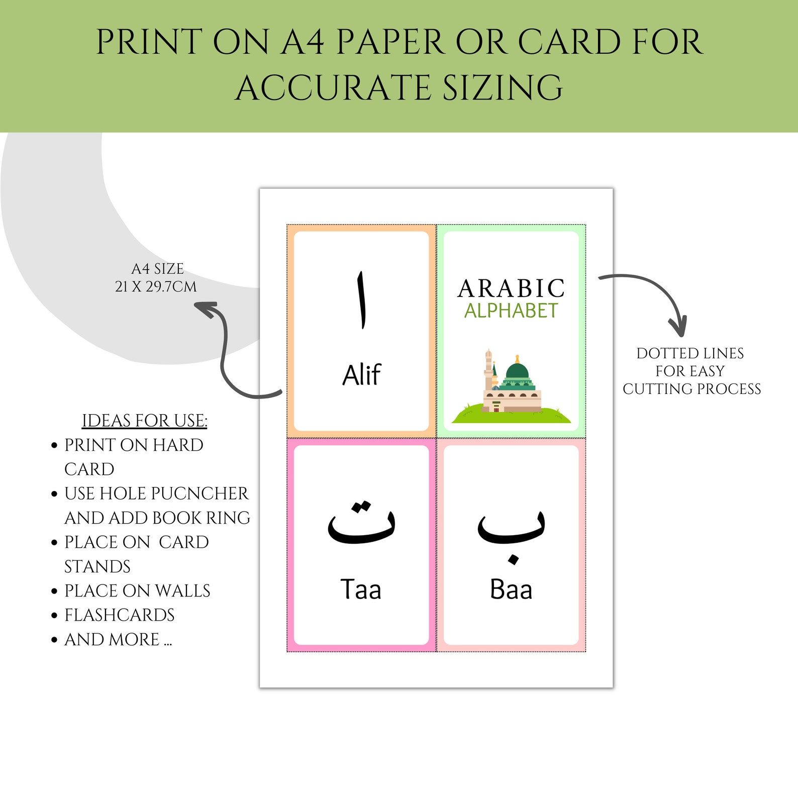 Arabic Alphabet Flashcards Kids Learning Cards Arabic - Etsy