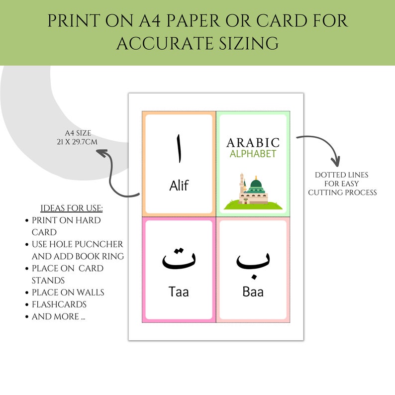 Arabic Alphabet Flashcards Kids Learning Cards Arabic - Etsy