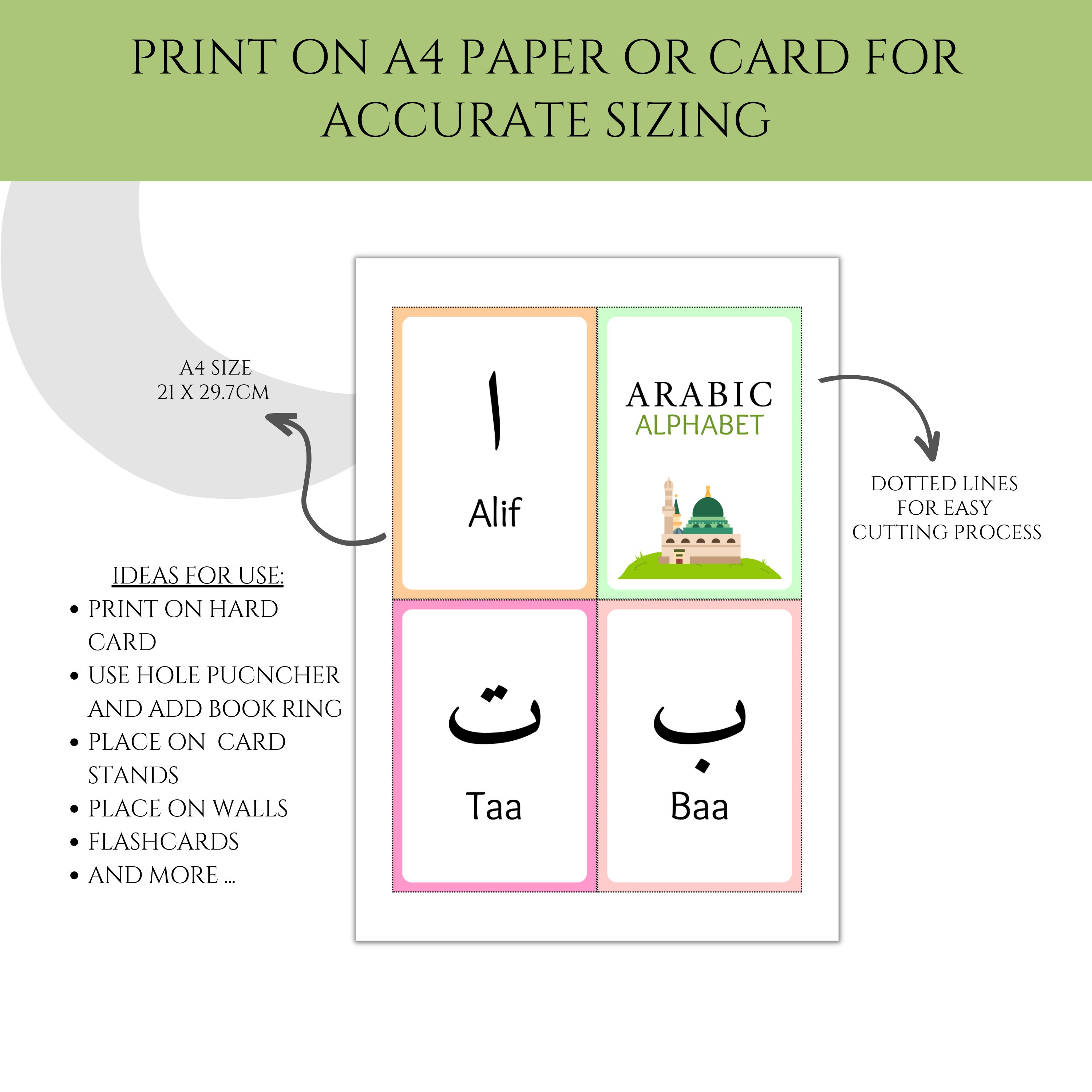 Arabic Alphabet Flashcards Kids Learning Cards Arabic - Etsy