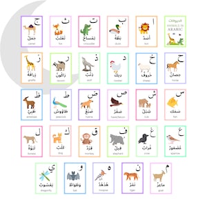 Animals in Arabic Flashcards | Kids Learning Cards | Arabic Vocabulary ...