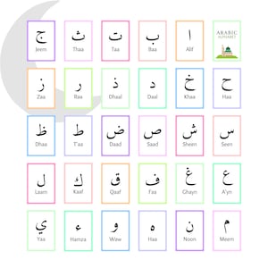 Arabic Alphabet Flashcards: Kids Learning Cards (digital Download) - Etsy