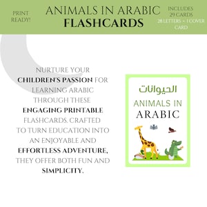 Animals in Arabic Flashcards | Kids Learning Cards | Arabic Vocabulary ...