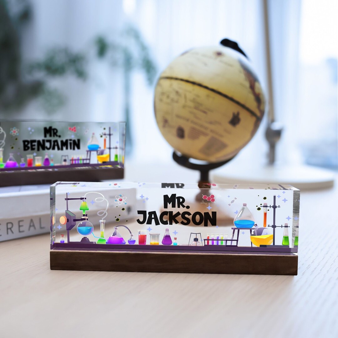 Personalized Teacher Desk Name Block, Science Lab Teacher Sign, Teacher ...