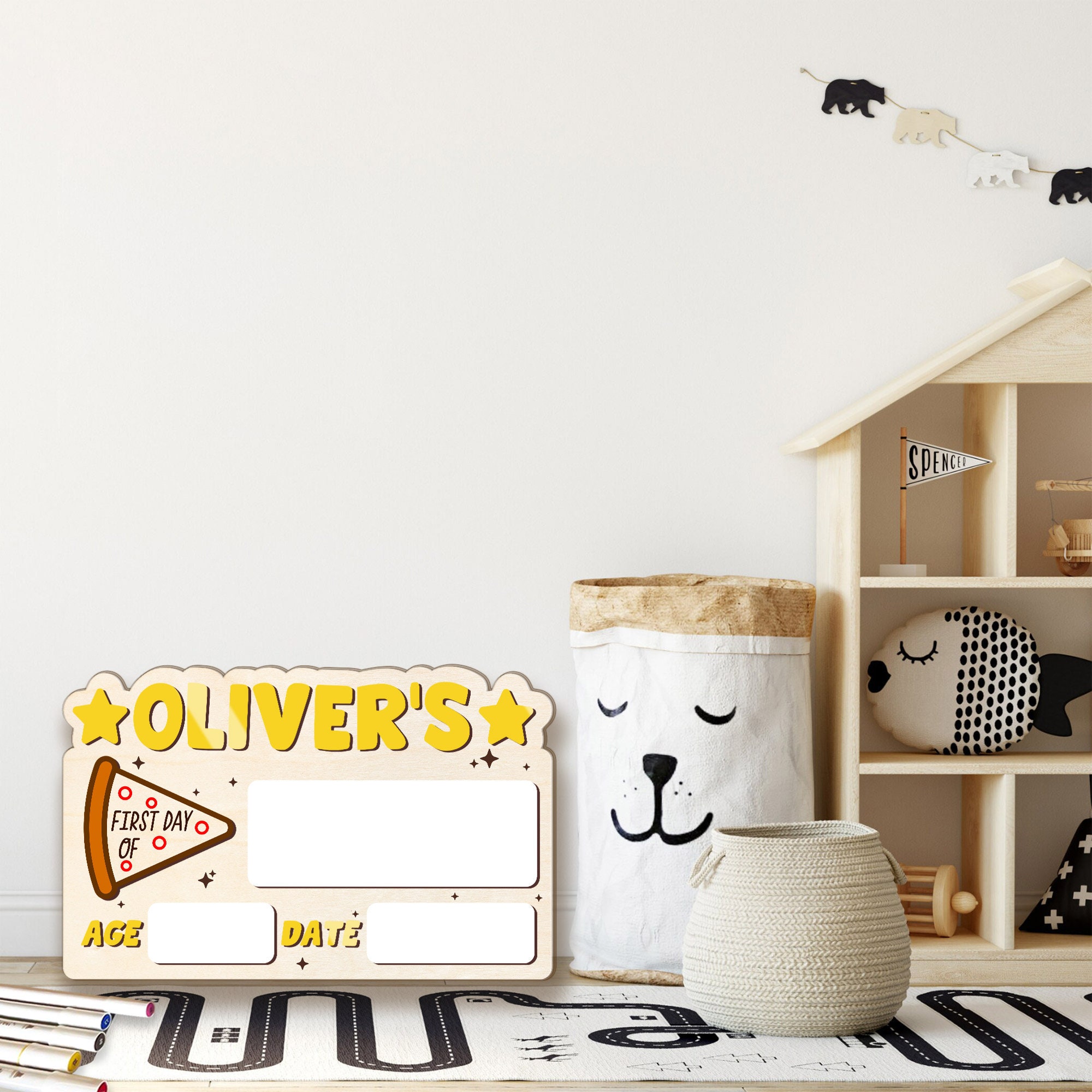 Pizza Interchangeable School Sign, Custom First Day at School Sign ...