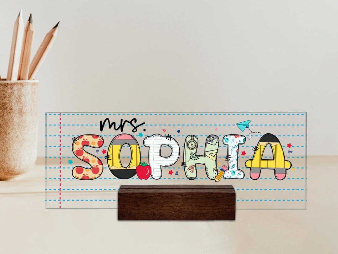 Custom Teacher Desk Name Plate Plaque, Teacher Appreciation Gift ...