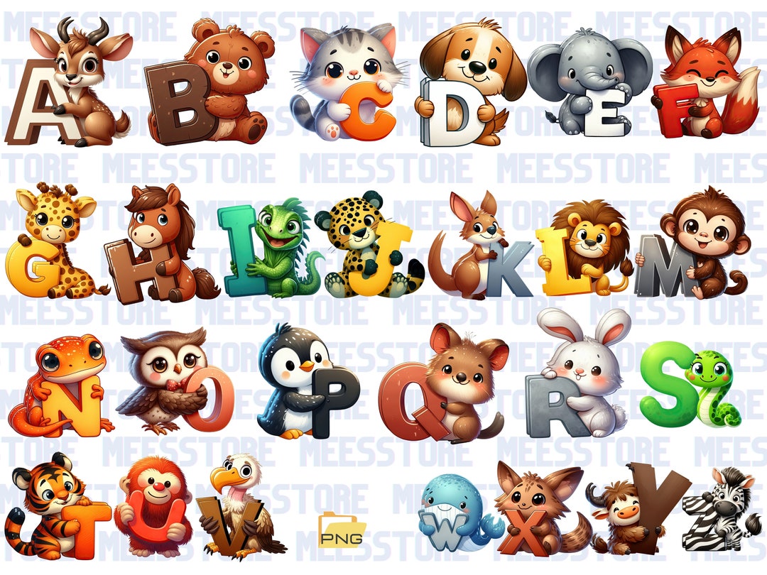 Scandi Animal Alphabet, Childrens Educational Print, Boho Animal ...