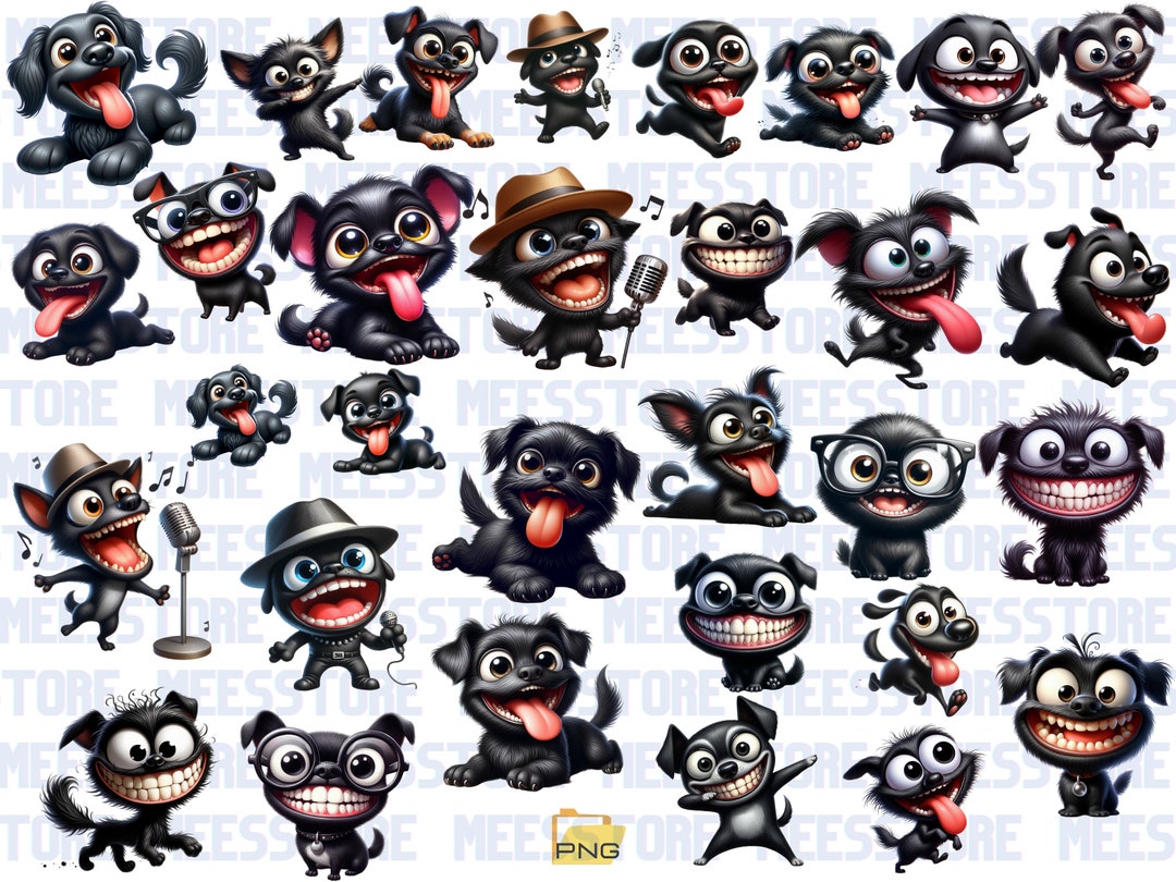 30 Cute and Funny Dog Clipart Bundle, Quirky Puppies Watercolor, Angry ...