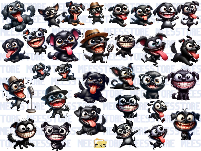 30 Cute and Funny Dog Clipart Bundle, Quirky Puppies Watercolor, Angry ...