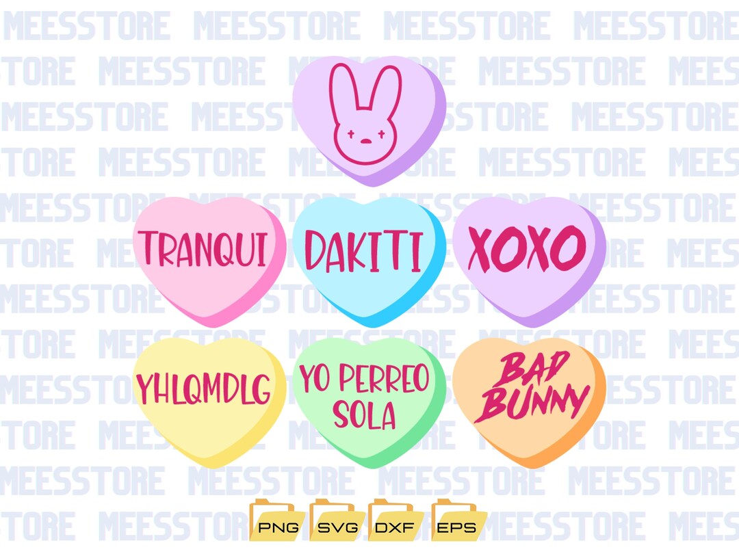 Conversation Heart Svg,bad Bunny Svg,heart Candy Clipart,valentines ...