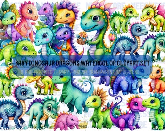 Watercolor Dinosaur Clipart Collection Nursery Clipart Dinosaur ...