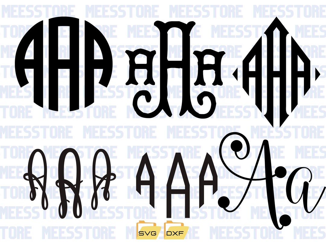 Monogram SVG Bundle,6 Monogram Alphabets,monogram Letters Svg,digital ...