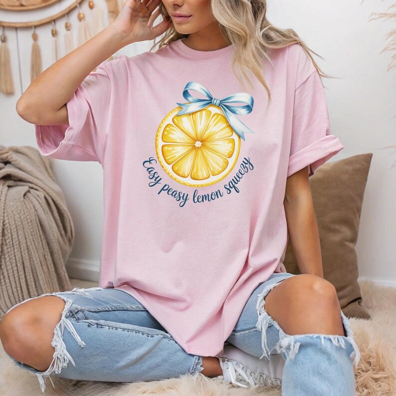 Easy Peasy Lemon Squeezy PNG, Cute Lemon With Bow Design, Funny Citrus ...