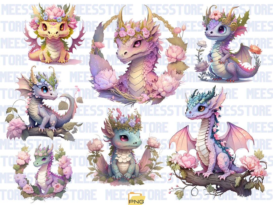Watercolor Dragon Clipart, Cute Dragon Clipart, Dragon Kingdom, Pastel ...