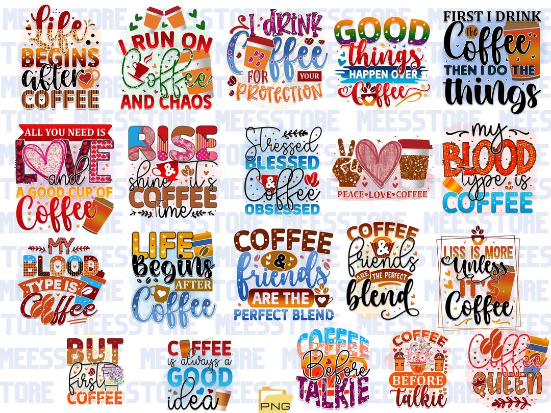 20 Coffee Mug Sublimation Designs, Funny Saying Mug Wraps, PNG Files ...