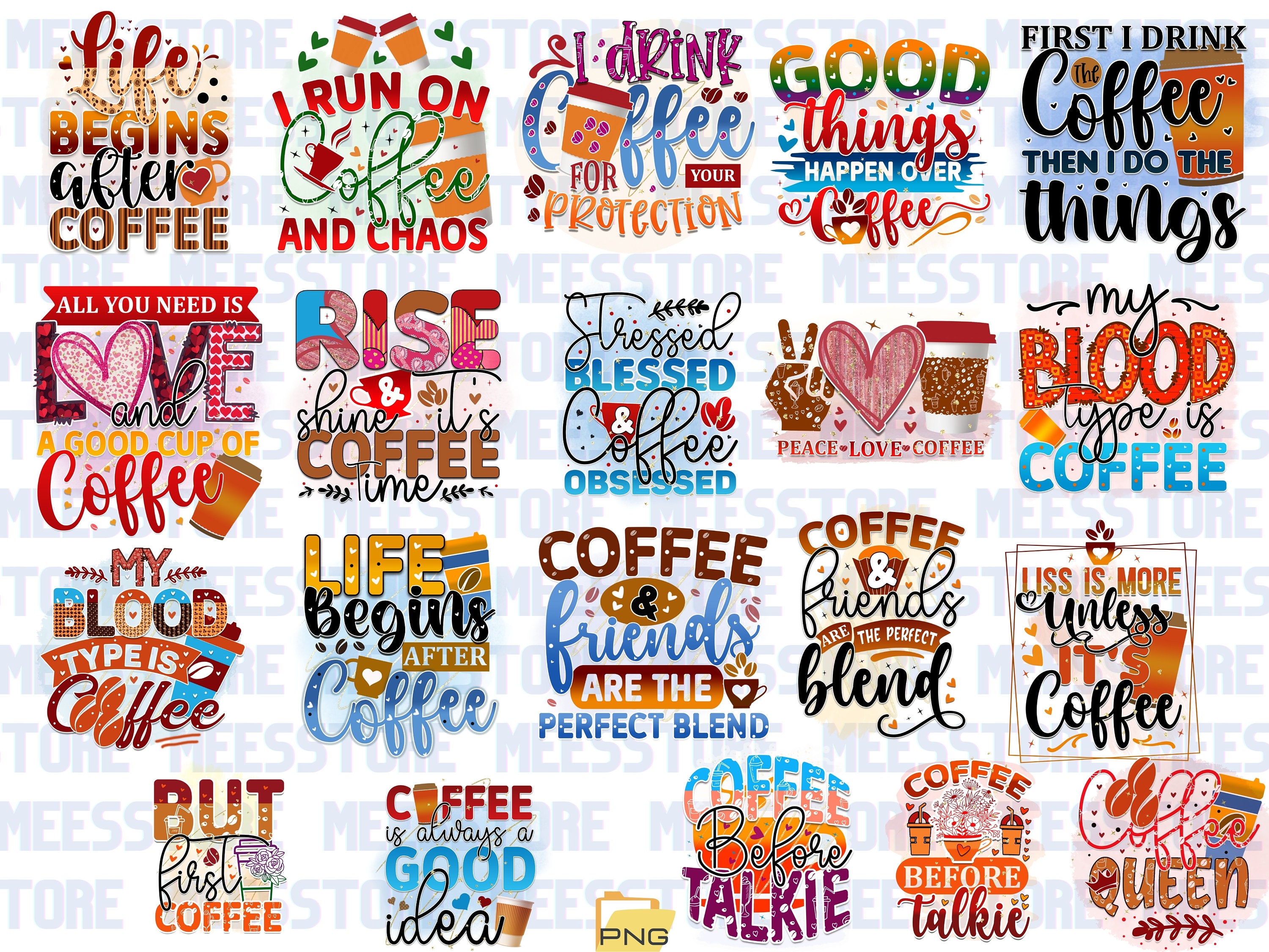 20 Coffee Mug Sublimation Designs, Funny Saying Mug Wraps, PNG Files ...