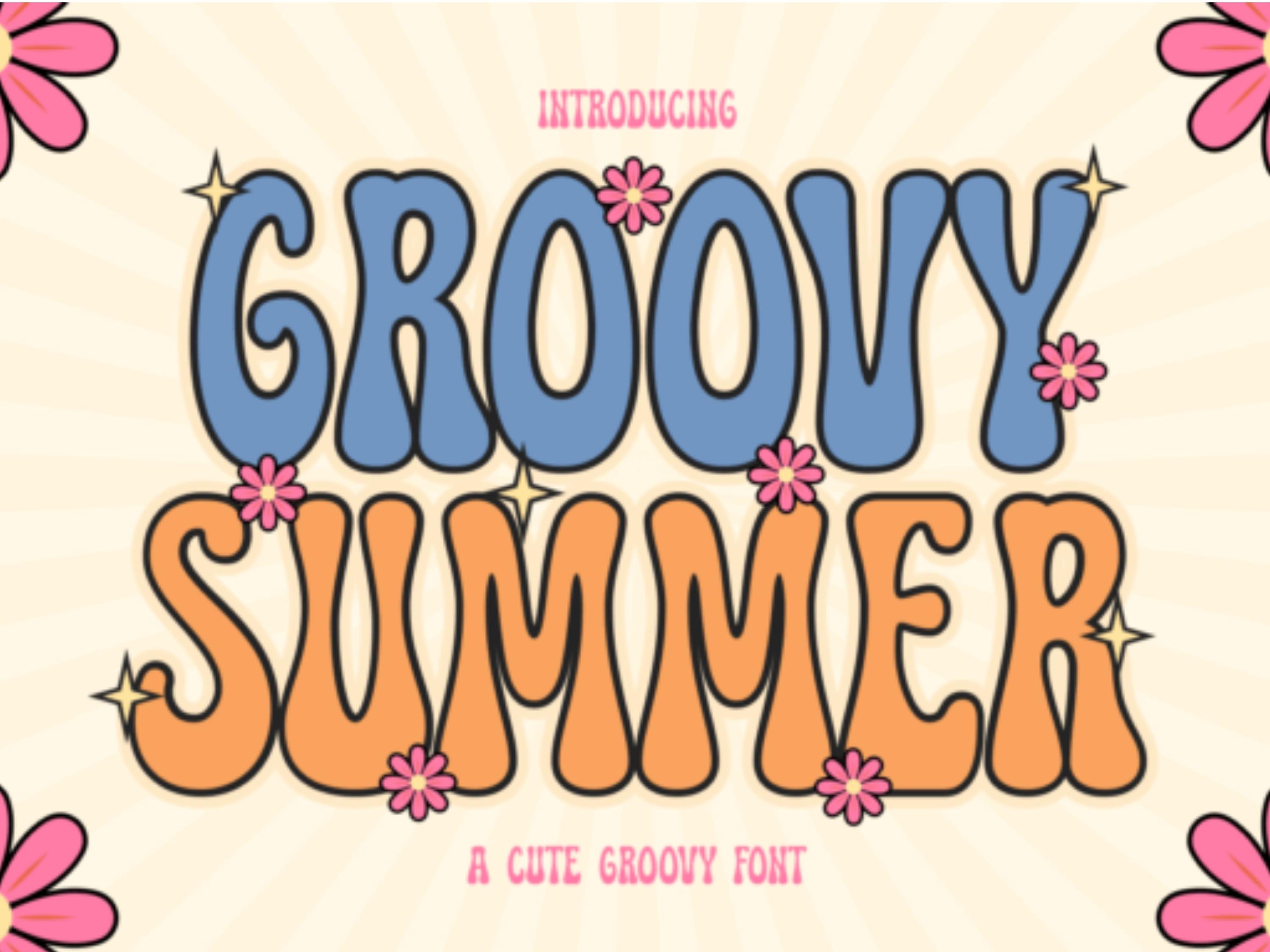GROOVY FONT , Retro Groovy Alphabet , Vintage Font , Groovy Alphabet ...