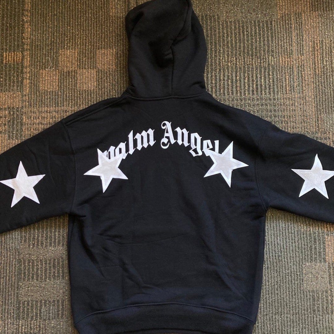 Palm Angels Star-patch Cotton Hoodie Pullover Hoodie / Oversized ...