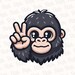 Gorilla Peace Sign PNG, Cute Gorilla Clipart, Instant Download, Monkey ...