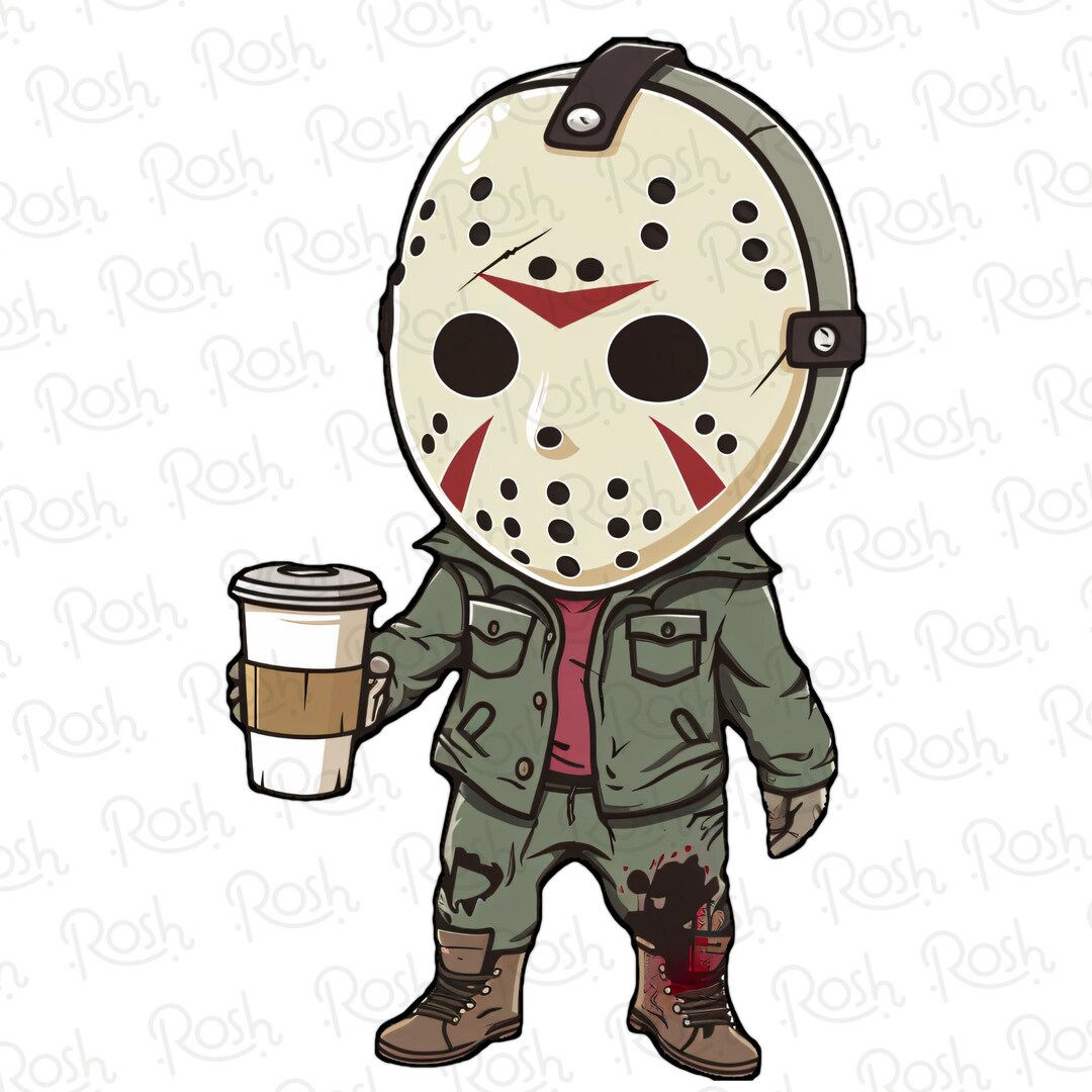Cute Jason With a Coffee Png, Halloween Png, Coffee Png, Bougie Png ...