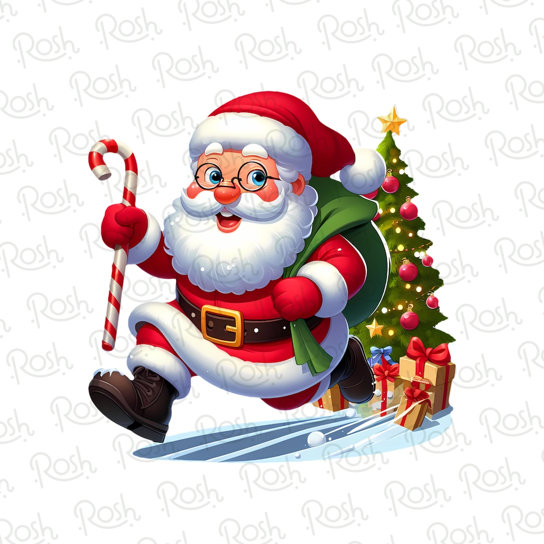 Santa Claus Running With Gifts PNG, Santa Gift Bag, Santa Sack, Instant ...