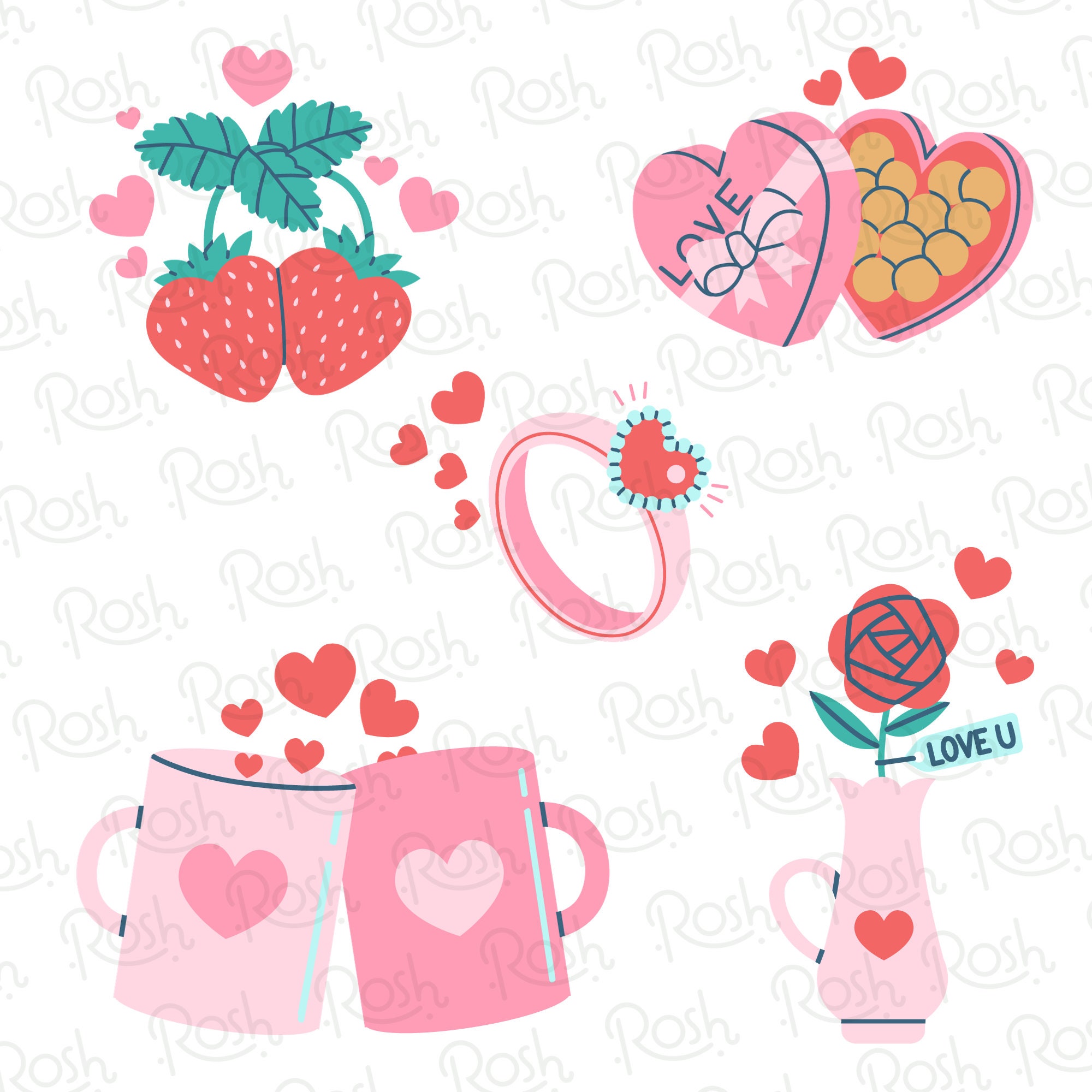 Retro Valentine Bundle, Valentine Rose Svg, Groovy Valentine Png ...