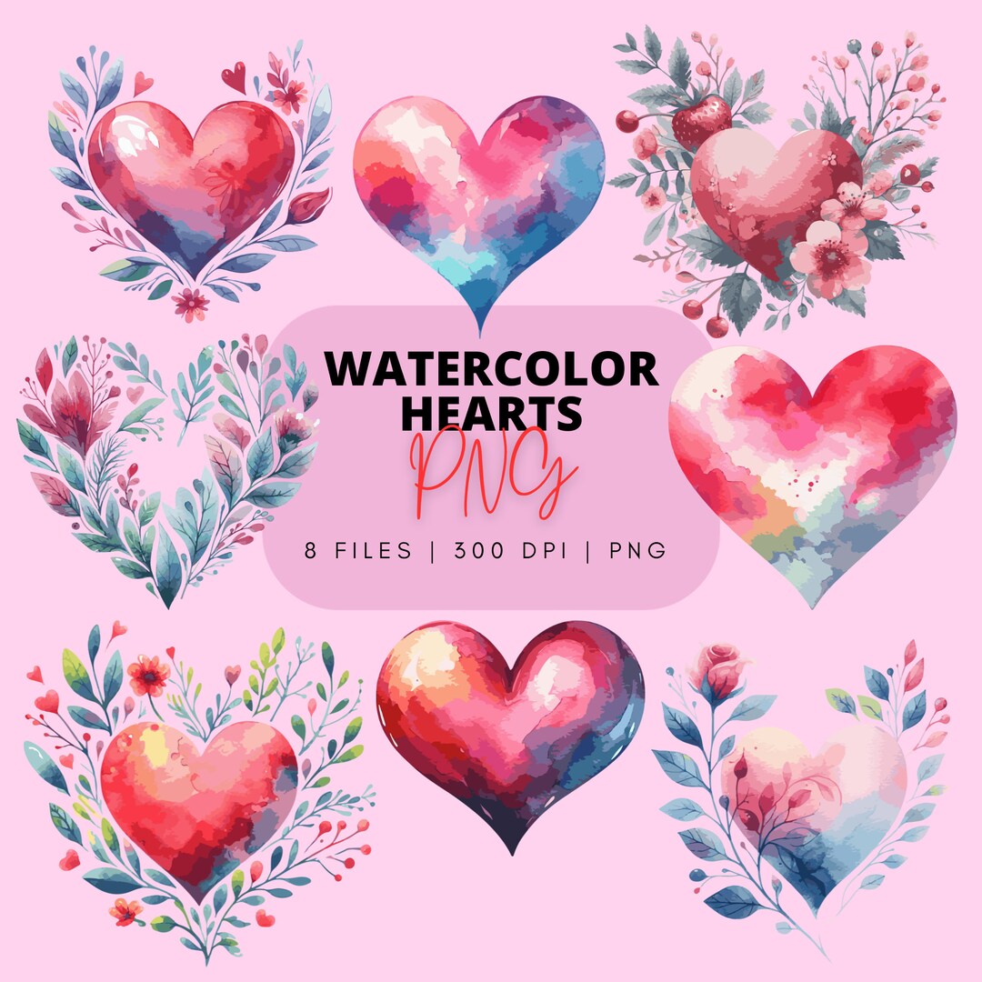 Watercolor Heart PNG, Valentine's Day Clipart, Valentine's Day Colorful ...