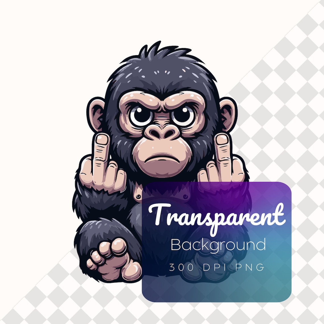 Gorilla Middle Finger PNG, Gorilla Clipart, Instant Download, Monkey ...