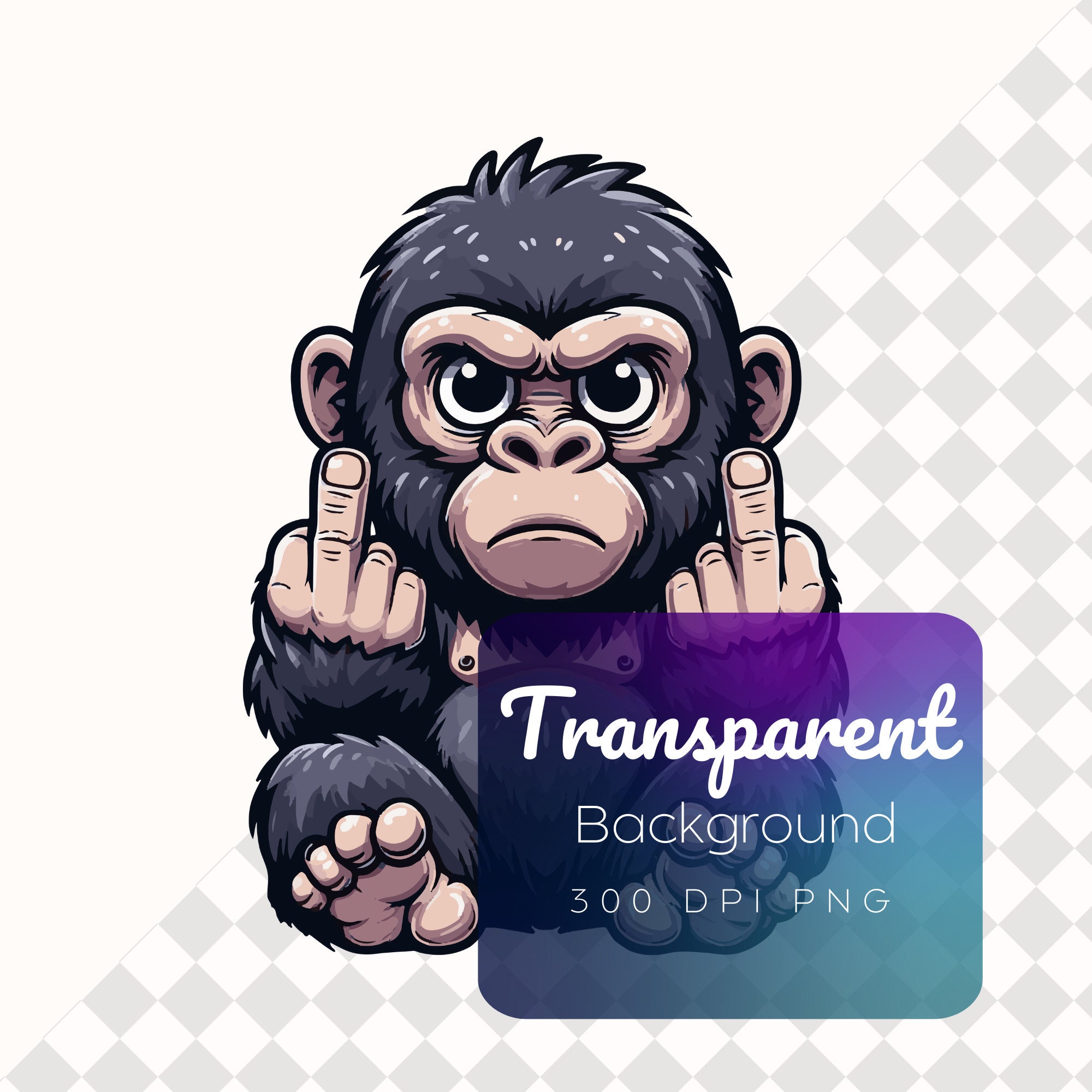 Gorilla Middle Finger PNG, Gorilla Clipart, Instant Download, Monkey ...
