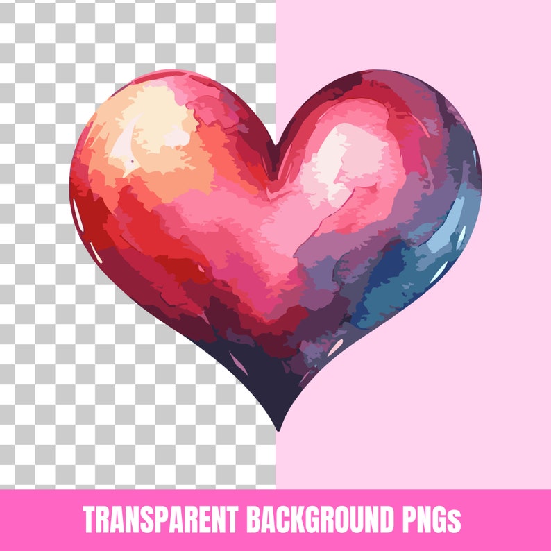 Watercolor Heart PNG, Valentine's Day Clipart, Valentine's Day Colorful ...