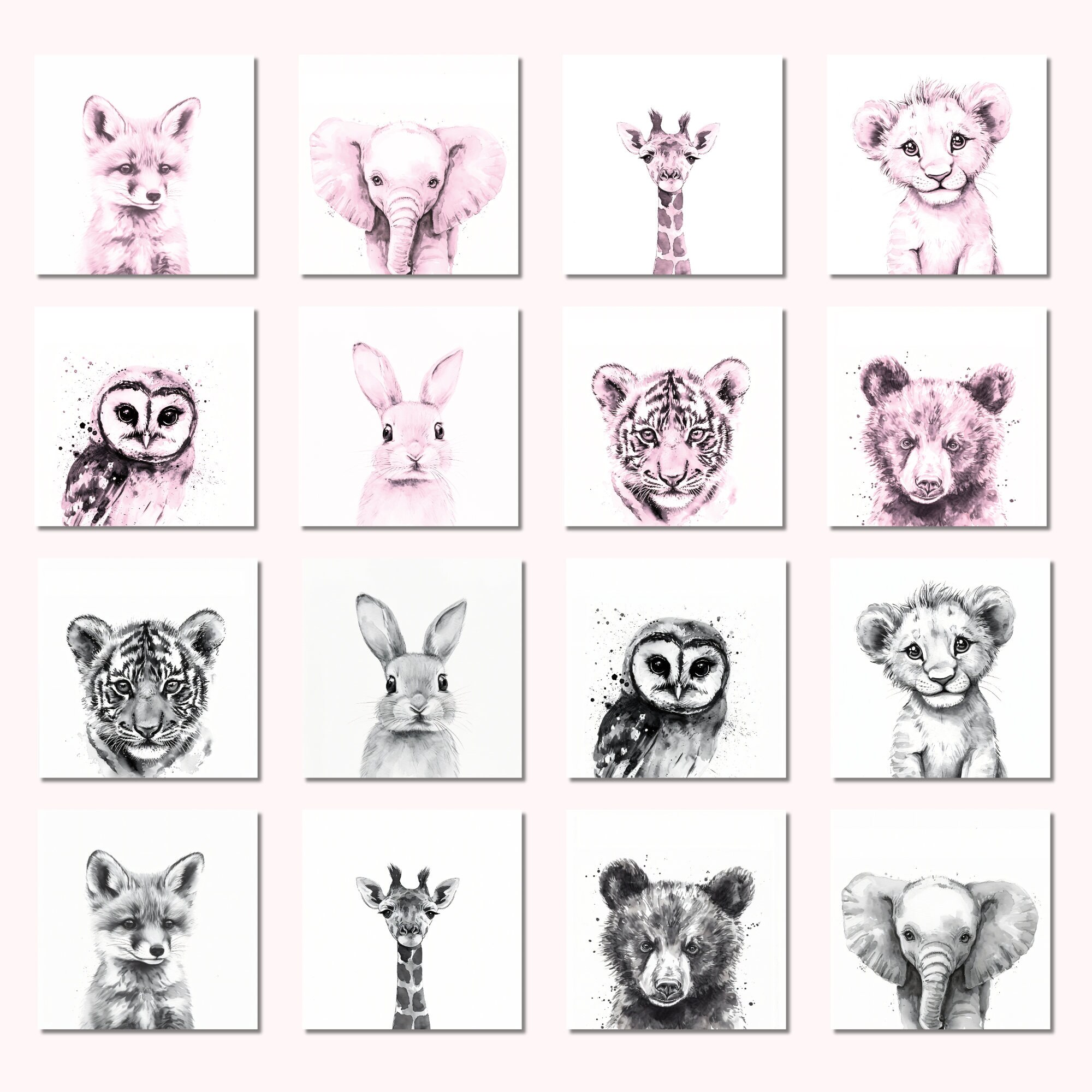 Cute Printable Baby Animal Prints for Nursery Wall Art JPG, Safari ...