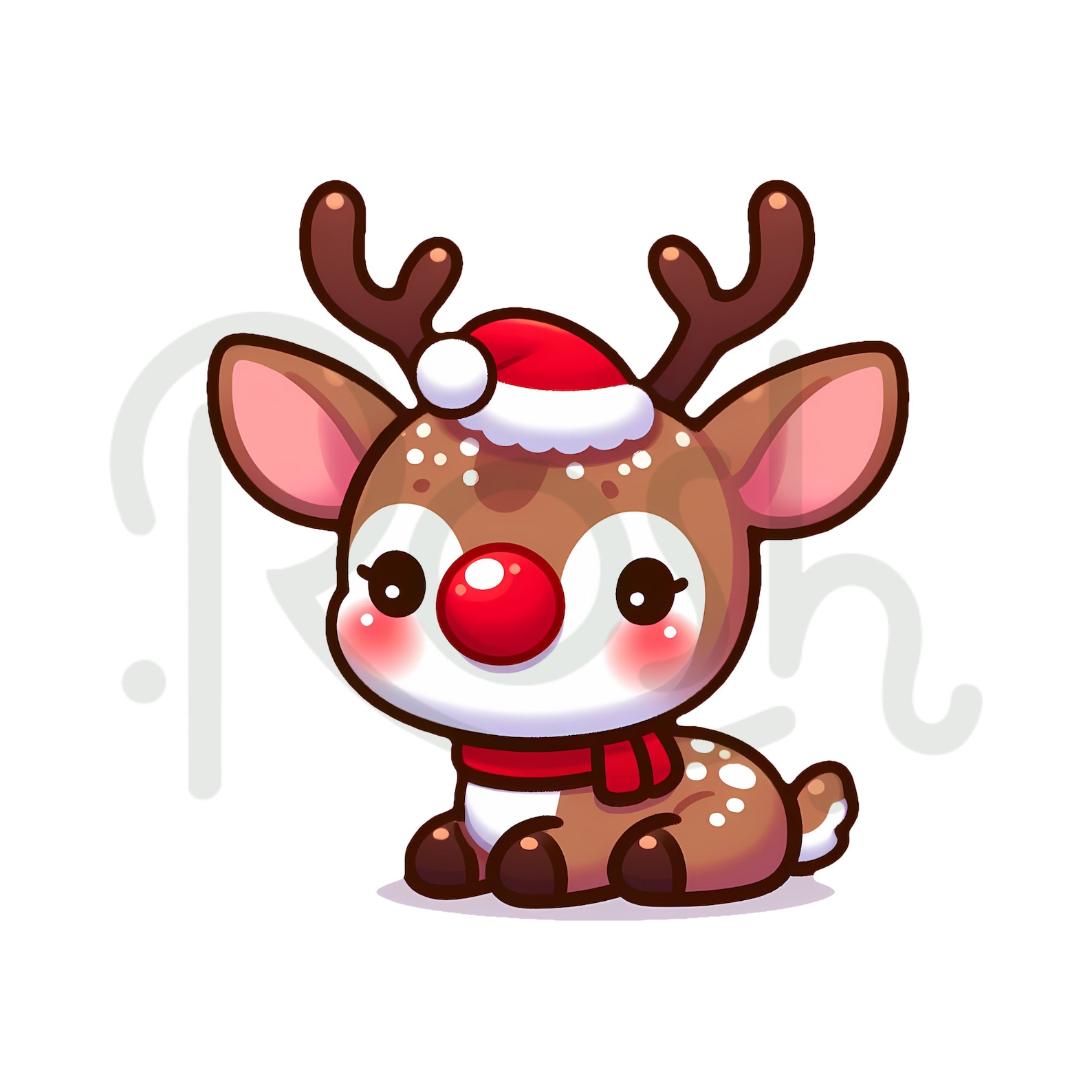 Adorable Red Nose Reindeer PNG, Christmas PNG, Instant Download, Santa ...