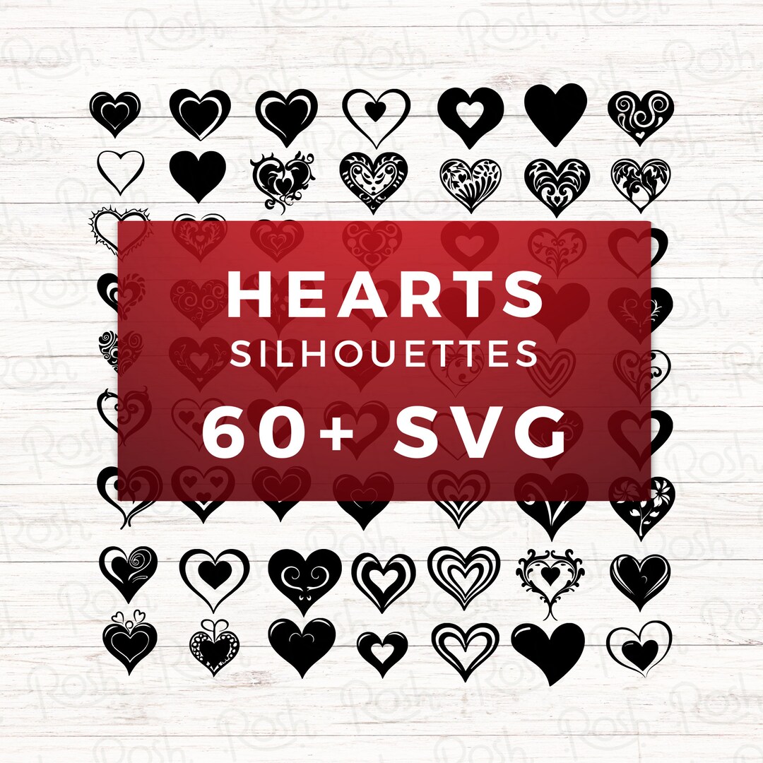 Heart Bundle SVG, Heart Cut Files, Digital Download, Heart Clip Art, 60 ...