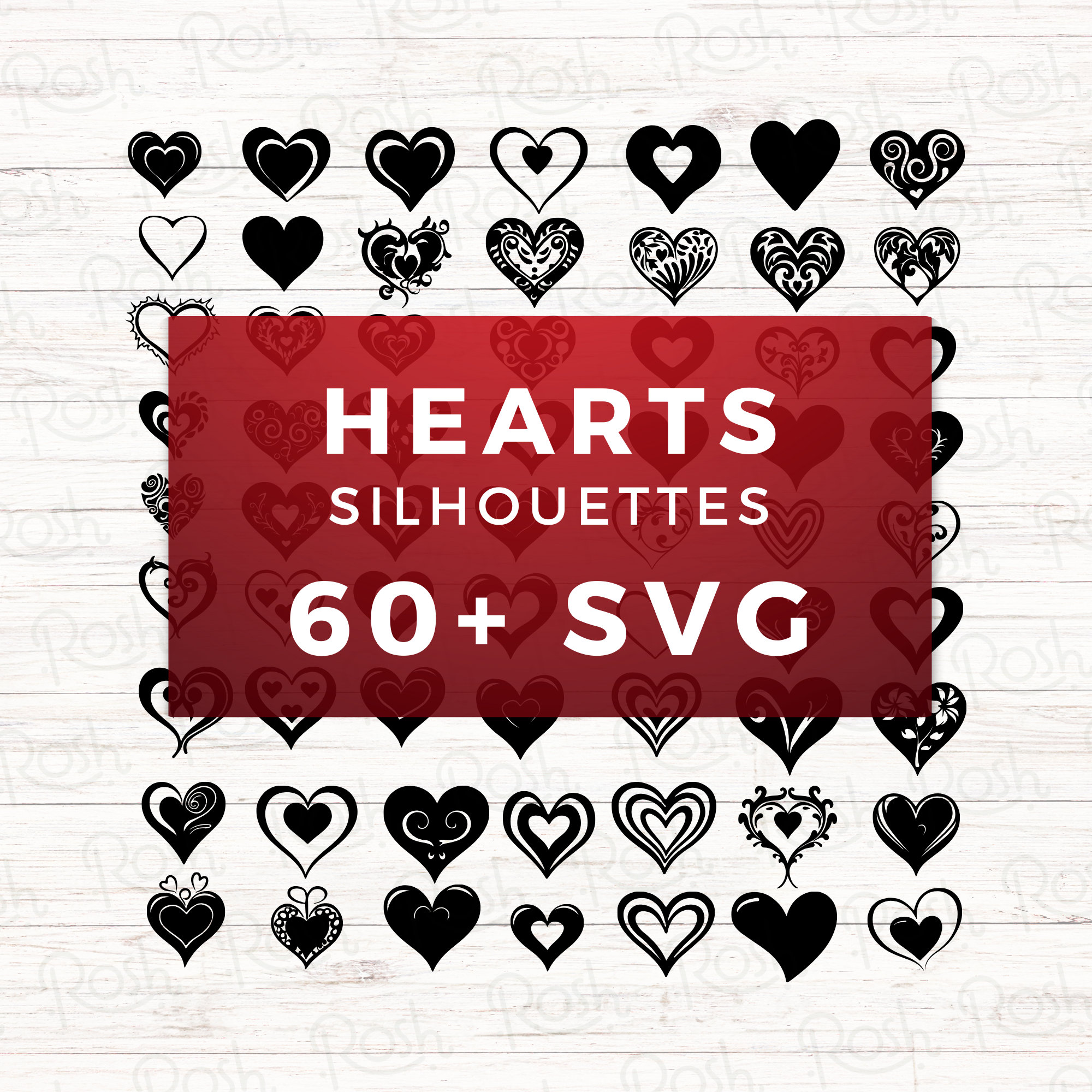 Heart Bundle SVG, Heart Cut Files, Digital Download, Heart Clip Art, 60 ...