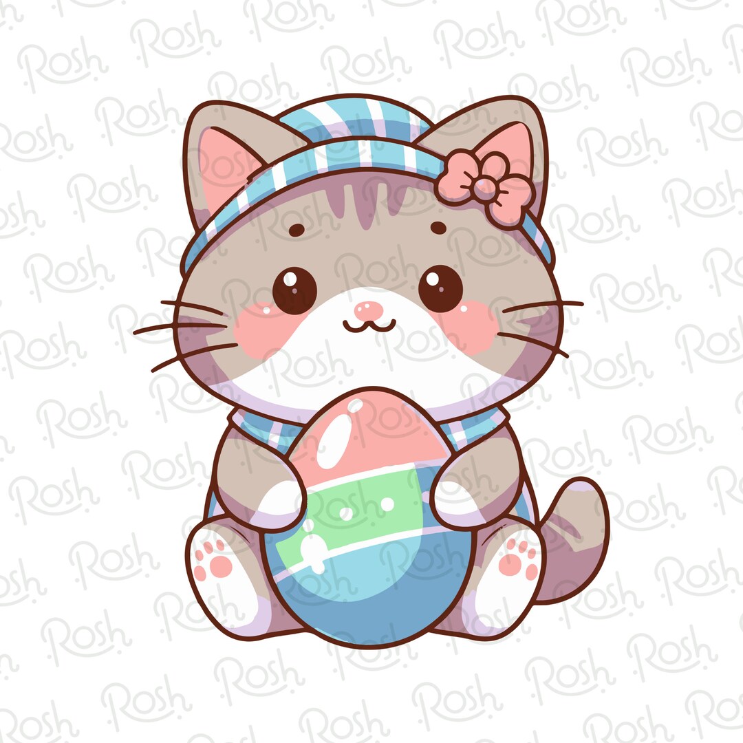 Cute Cat Easter PNG, Cat PNG, Easter PNG, Easter Printable, Easter Card ...