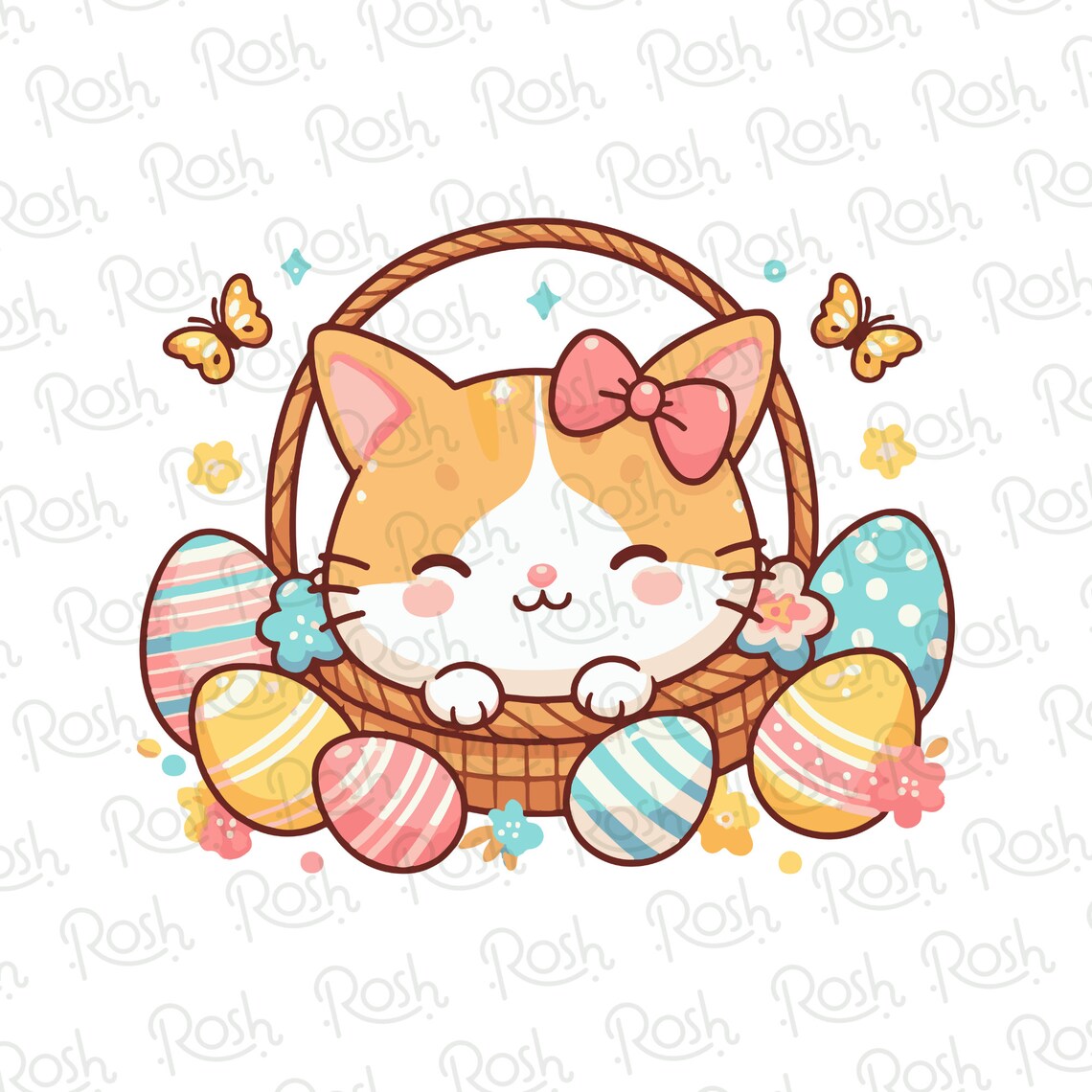 Cat With Easter Eggs PNG, Cat PNG, Easter PNG, Easter Printable, Easter ...