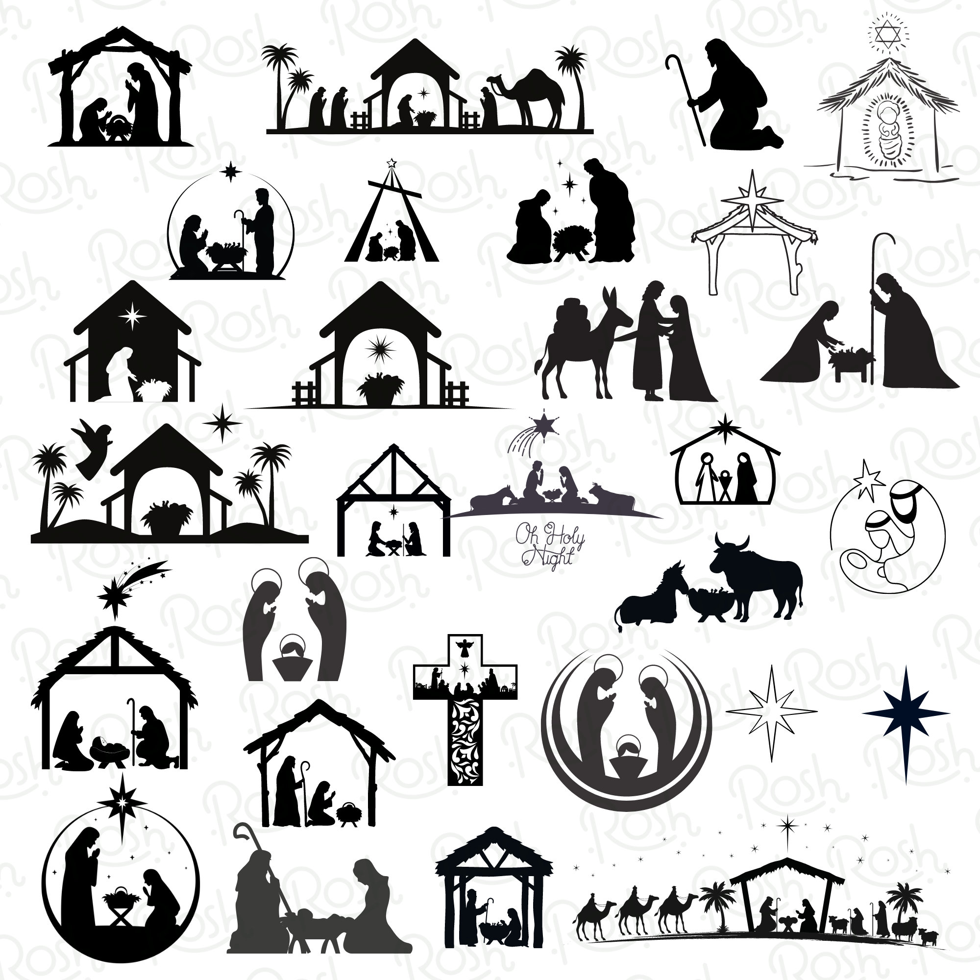 Nativity of Jesus SVG, Nativity Scene Clipart, Nativity SVG Bundle ...