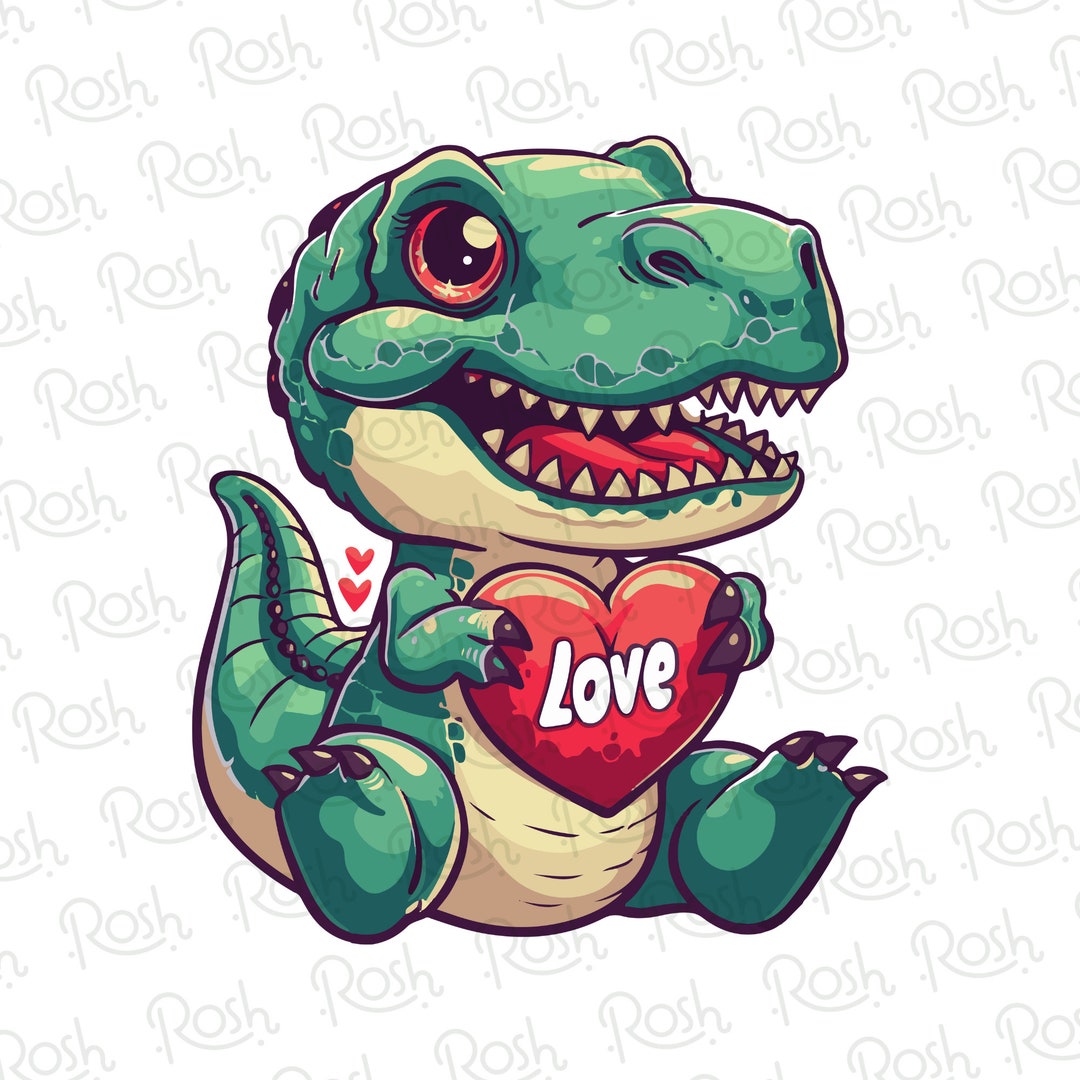 T-rex Love PNG, Dino Love PNG, T-rex Valentine, Valentines Printable ...