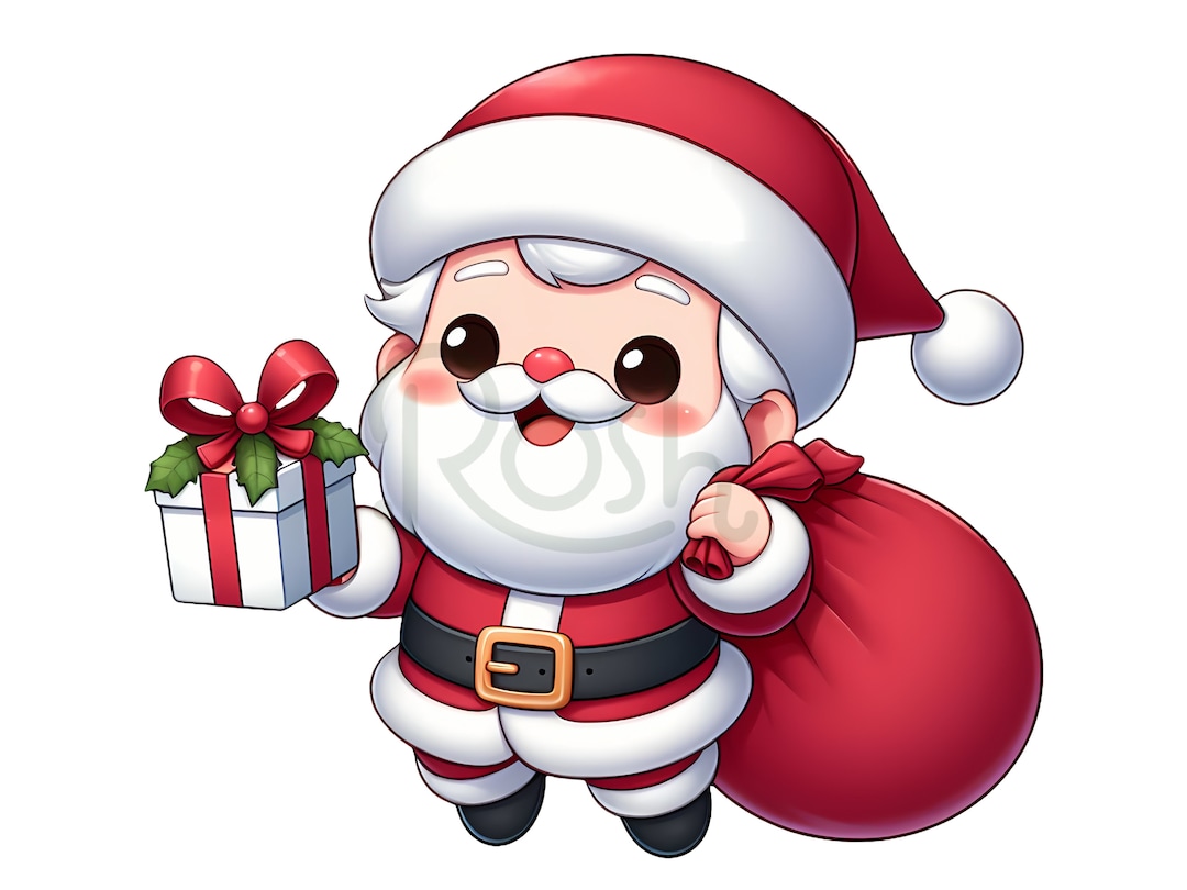 Cute Santa Floating With Gifts, Christmas PNG, Festive Holiday ...