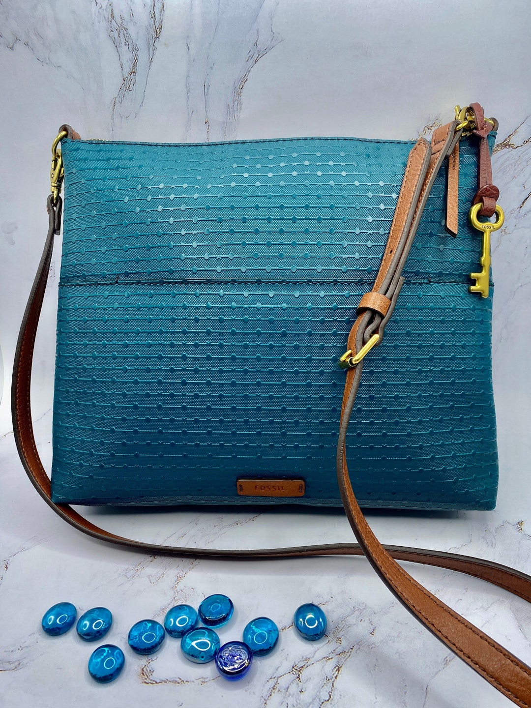 Fossil Fiona Dark Teal Large Crossbody Bag ZB7608 Excellent - Etsy