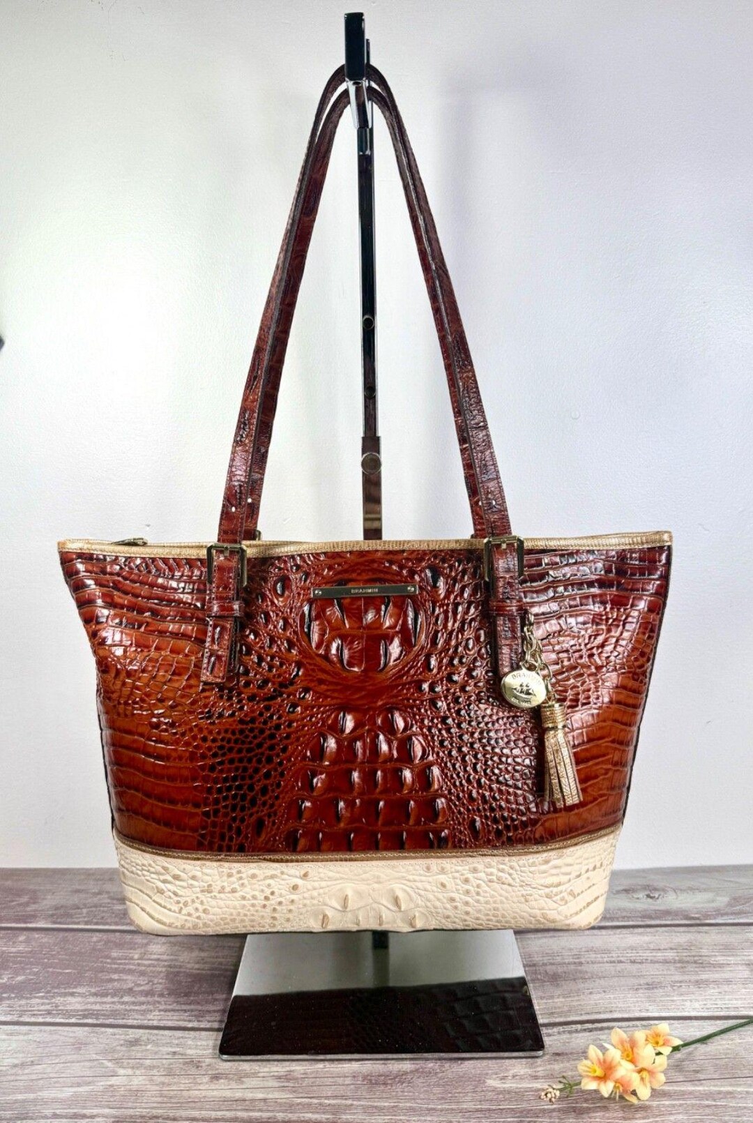 Brahmin Medium Asher Tote Coquette Pecan Two-tone Melbourne Leather ...