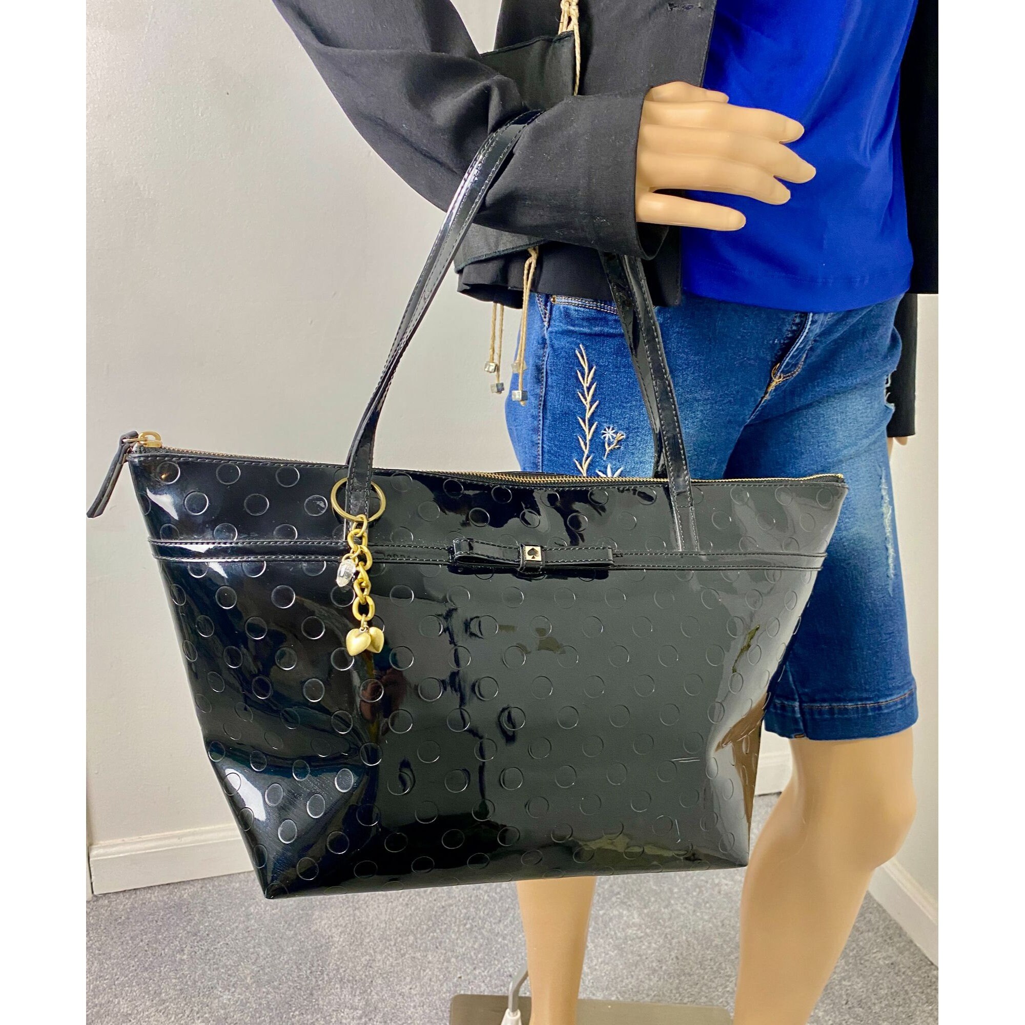 Kate Spade New York Women Tote CA 57710 Shoulder Bag Black Patent ...