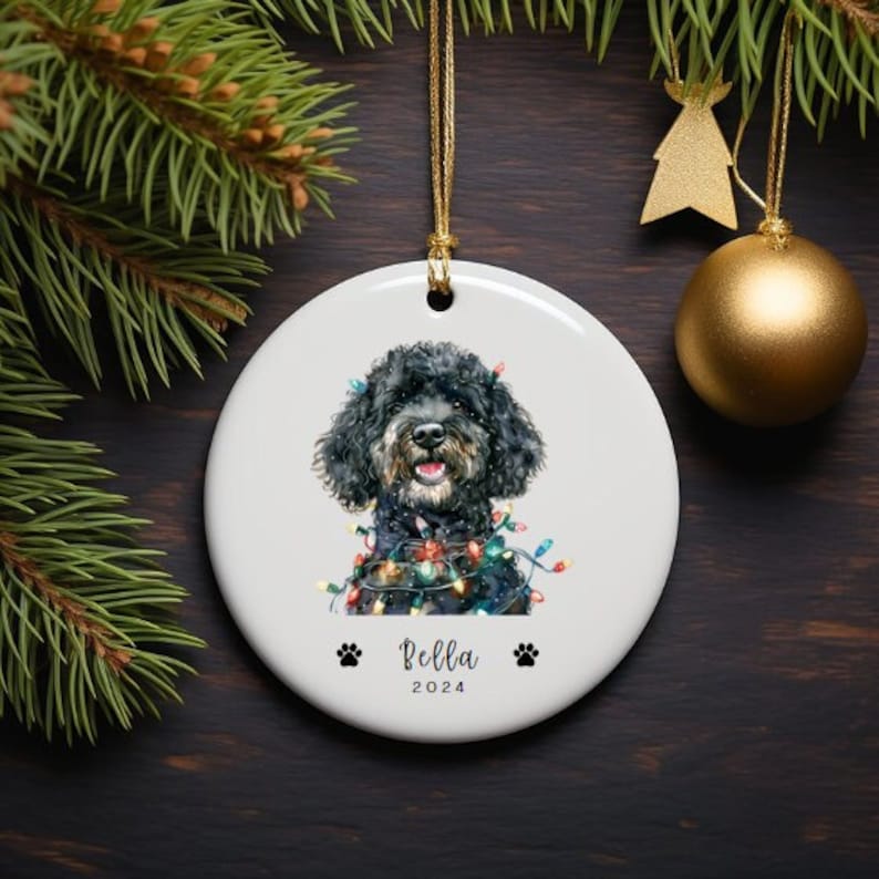 Black Golden Doodle Mom Doodle Dad Personalized Dog Ornament ...