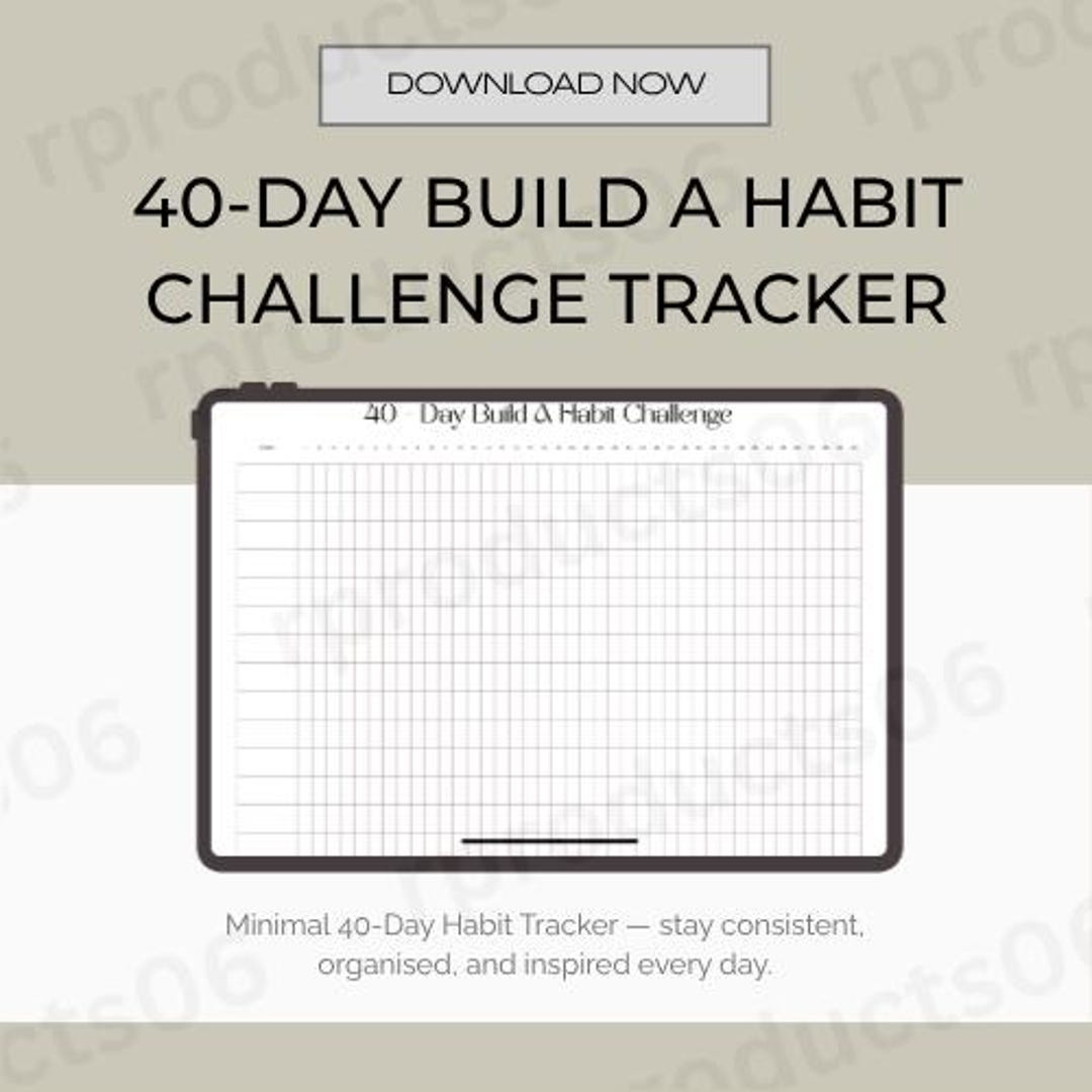 40 Day Habit Challenge Tracker | Digital Habit Tracker | Printable ...